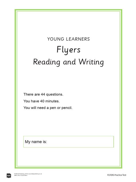 Image result for Flyers Writing Test Sample