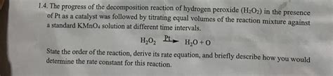 Image result for Decomposition of H2O2 Catalyst