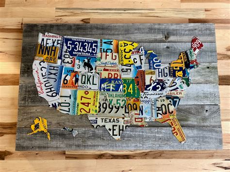 50 State License Plate Map - 32" X 52". All Authentic License Plates ...
