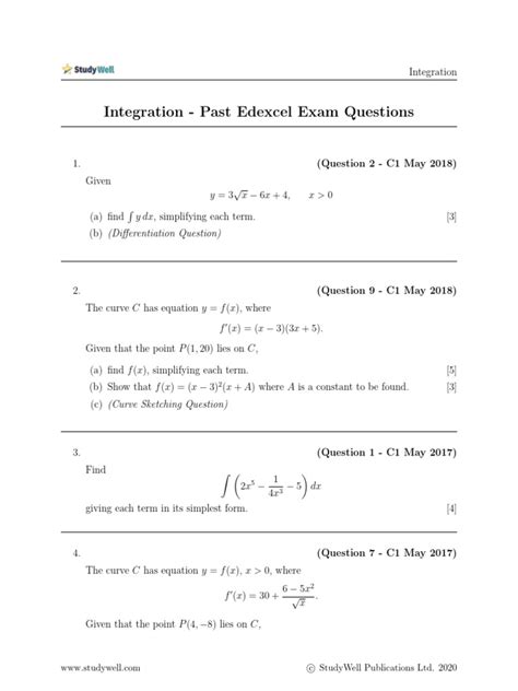 Image result for Integration Exam Questions