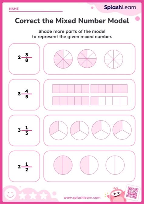 Image result for Mixed Numbers. Area Models Worksheets Using Circle S