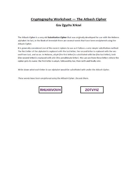Image result for Atbash Cipher Decoder Sheet.pdf