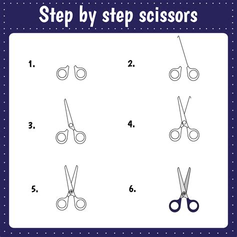 Drawing lesson for children. How draw a scissors. Drawing tutorial ...