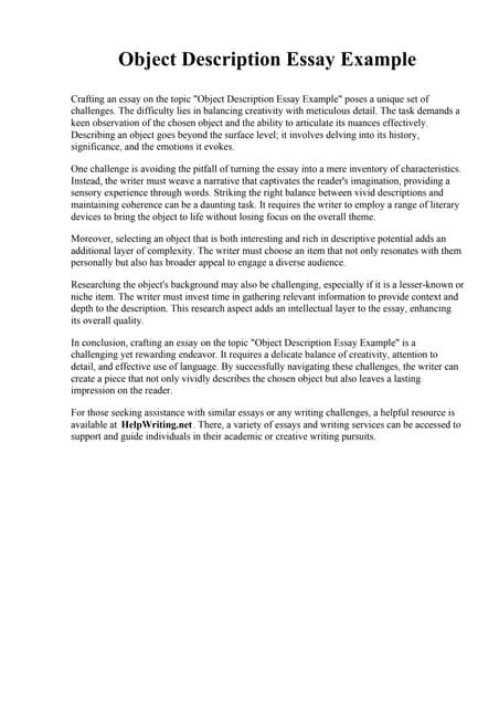 Image result for Example of Descriptive Essay About an Object
