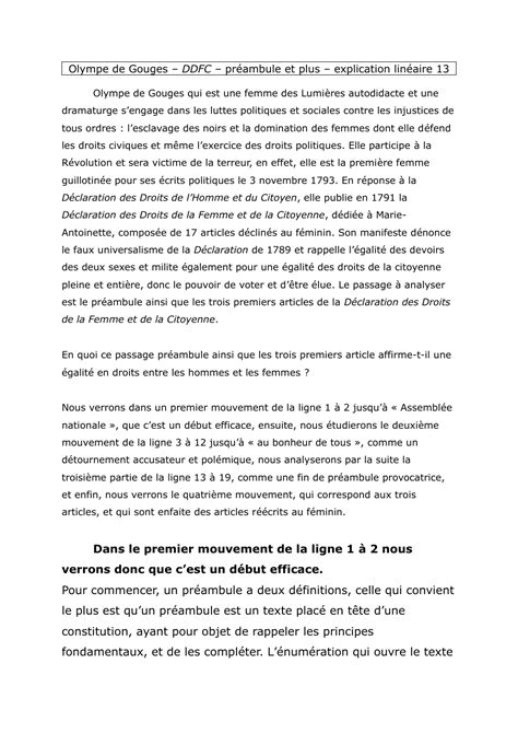 Image result for Explication Lineaire Olympe De Gouges