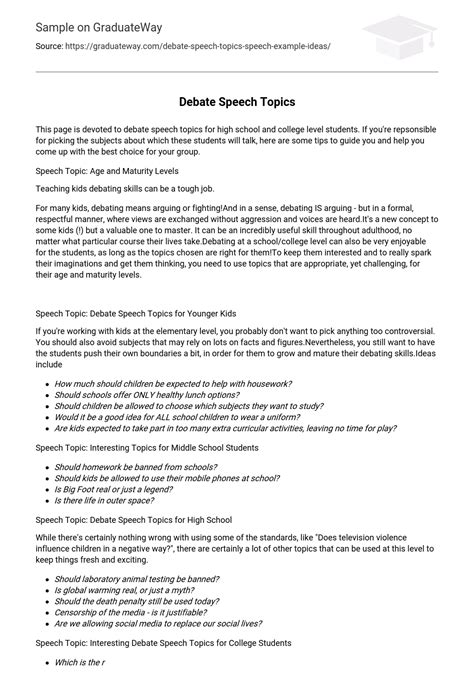 Image result for Debate Speech Example