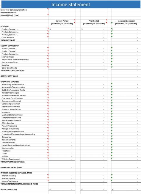 Image result for Free Income Statement Example
