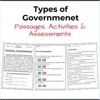 Image result for Types of Government Systems Worksheet