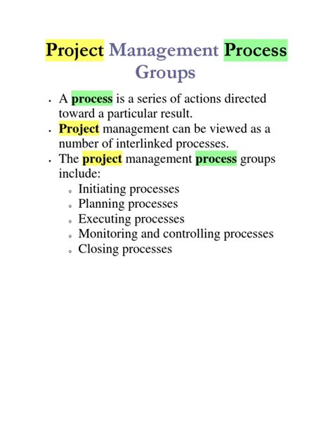 Project Management Process Groups | PDF | Project Management ...