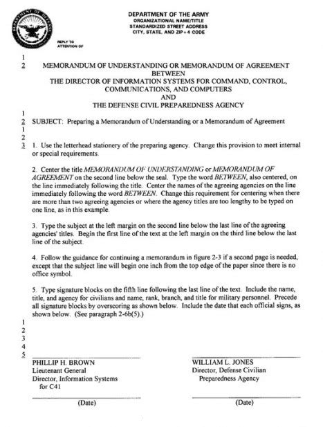 Image result for Army Mou Example