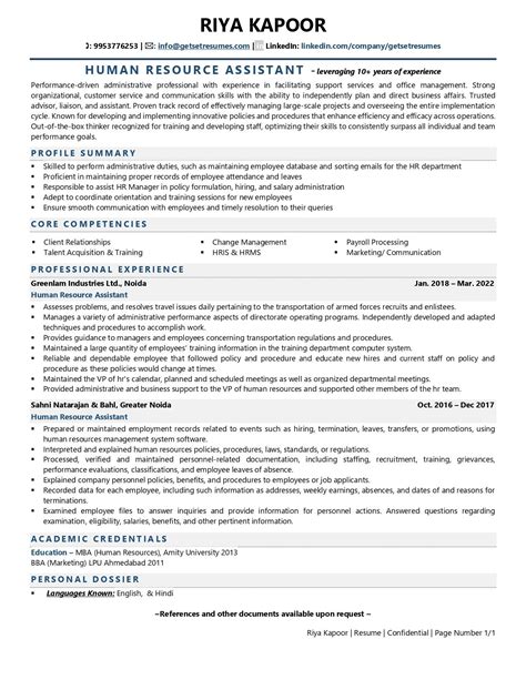 Image result for Human Resource Sample Resume Examples