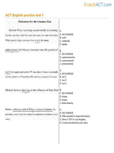 Image result for Act Practice Test PDF Printable