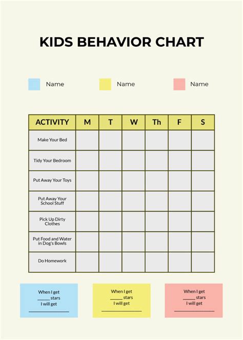 Image result for Behavior Chart Template