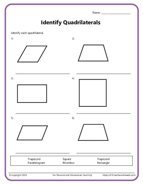 4th Grade Geometry Worksheets