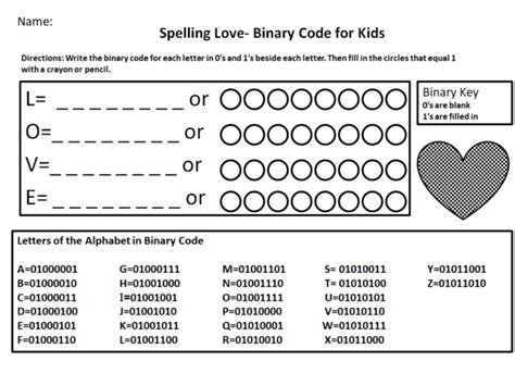 Image result for What Binary Code in Hello Worksheet