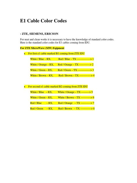 Image result for E1 E2 Color Code