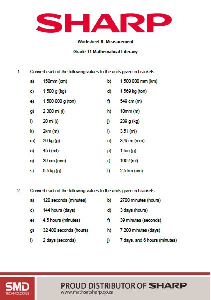 Image result for Math Measurement Grade 8 Worksheet
