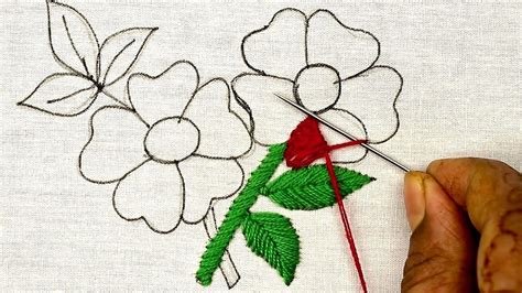 Image result for Simple Embroidered Flower Tutorials
