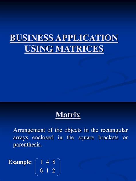Business Application Using Matrix | PDF | Matrix (Mathematics) | Matrix ...