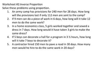 Image result for Inverse Proportion Worksheet