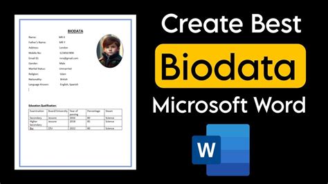Image result for How to Write Bio Data in MS Word