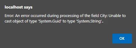 Image result for Unable to Cast Object of Type System.int32 to Type System.string