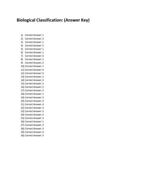 Image result for Biological Classification Answer Key