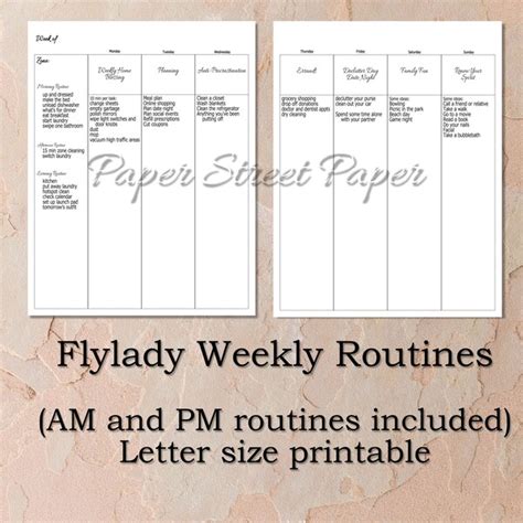 Image result for FlyLady Weekly Plan