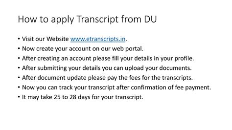 Image result for How to Fill Transcript Form Du