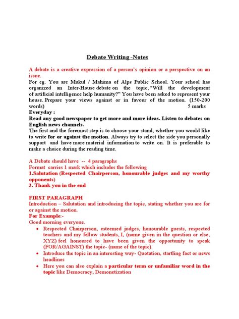 Image result for Written Debate Examples