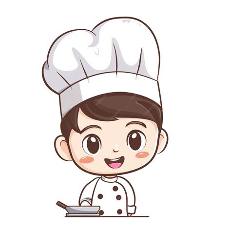 A cartoon drawing of a chef with a white hat on | Premium AI-generated ...