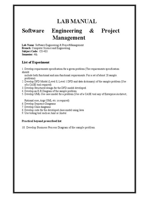 Image result for Software Engineering Lab Manual PDF