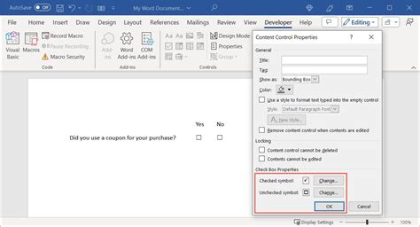 Image result for Check Box Content Control Word