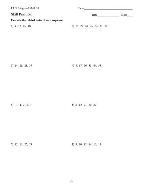 Arithmetic Series Worksheets | PDF