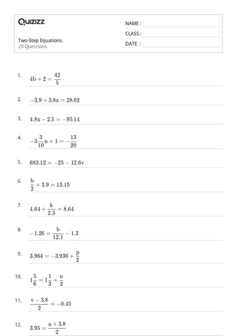 Image result for 2 Step Equations Worksheet 7th Grade Math PDF