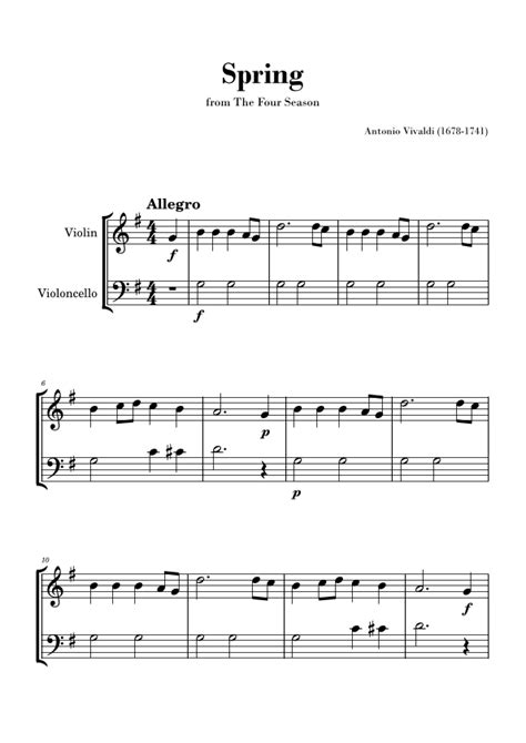 Image result for Vivaldi Spring Cello Sheet