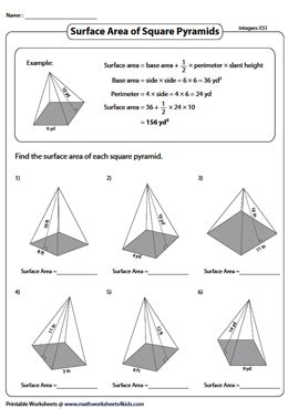 Surface Area of Pyramids Worksheets - Worksheets Library
