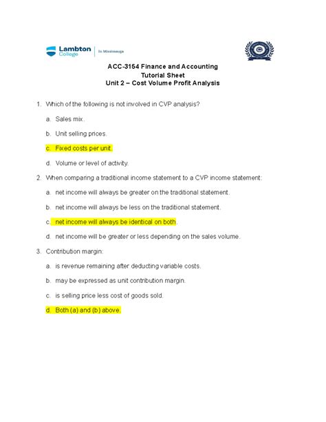 Image result for ACCA Tutorial for Management Performance in Cost Volume Analysis