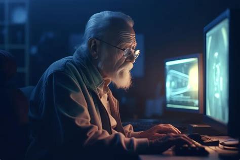 Image result for Old Man Using Computer