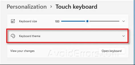 Change Touch Keyboard Themes - Windows 11 - AvoidErrors