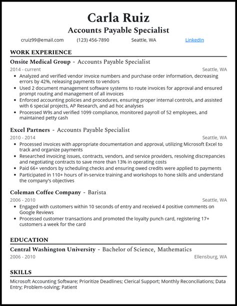 Image result for Accounts Payable Resume Examples