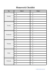 Image result for Homework Checklist