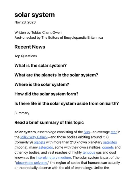 Image result for Definition of Solar System