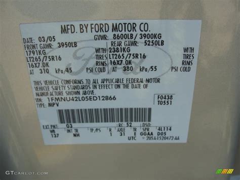 Image result for 2001 Ford Excursion Color Code