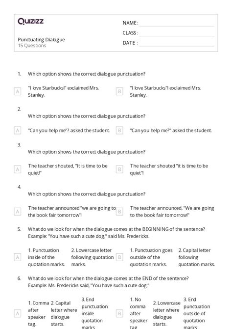 Image result for Quotation Marks Dialogue Worksheet