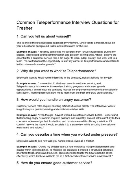 Image result for Questions Interview Teleperformance