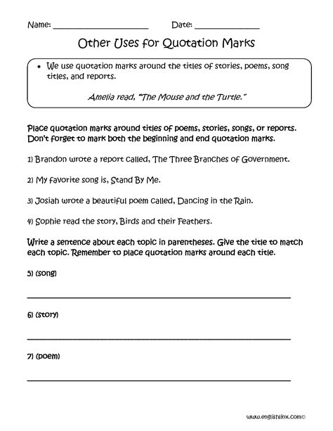 Image result for Quotation Mark Paragraph Worksheet