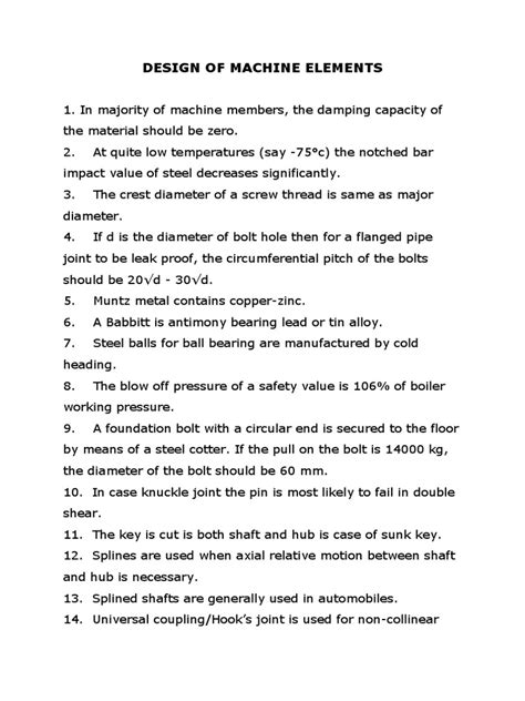 Design of Machine Elements | PDF