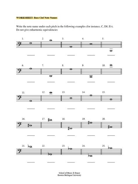 Bass Clef Worksheet | PDF
