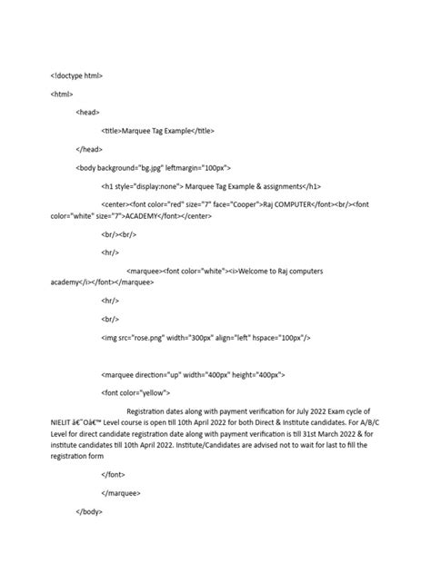 Image result for Marquee Tag Example